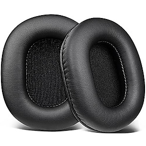 SOULWIT Earpads Replacement for Audio Technica ATH M50X M50XBT M50RD M40X M30X M20X MSR7 SX1 Monitor Headphones, Ear Pads Cushions with Softer Protein Leather, High-Density Memory Foam - Black