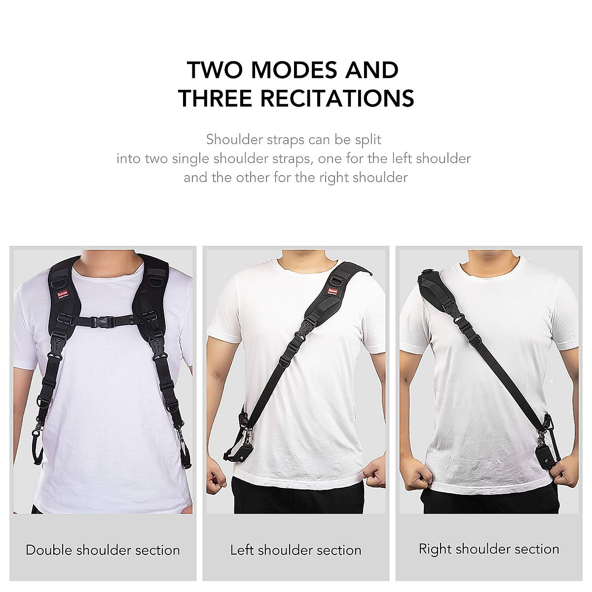 ztowoto Camera Strap Double Shoulder Camera Strap Harness Quick Release Adjustable Dual Camera Tether Strap with Safety Tether and Lens Cleaning Cloth for DSLR SLR Camera