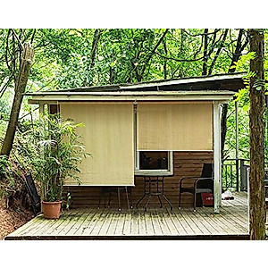 CICADA SPEECH Outdoor Roller Shade Roll Up Shade Cloth Patio Blinds for Deck Porch Balcony Backyard (8' W X 6' L), Coffee…