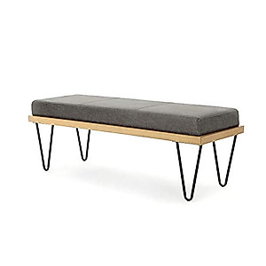 Christopher Knight Home Elisha Industrial Modern Microfiber Bench, Slate / Matte Black