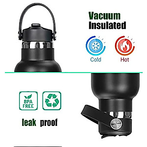 POYAKU Straw Lid Compatible with Hydro Flask Standard Mouth Water Bottle and Simple Modern Ascent Water Bottle (Black-Black)