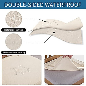 smiry Waterproof Seat Covers for Dining Room Chairs Set of 4, Stretch Jacquard Removable Washable Chair Seat Slipcovers Protector, No Rear Covers, Beige