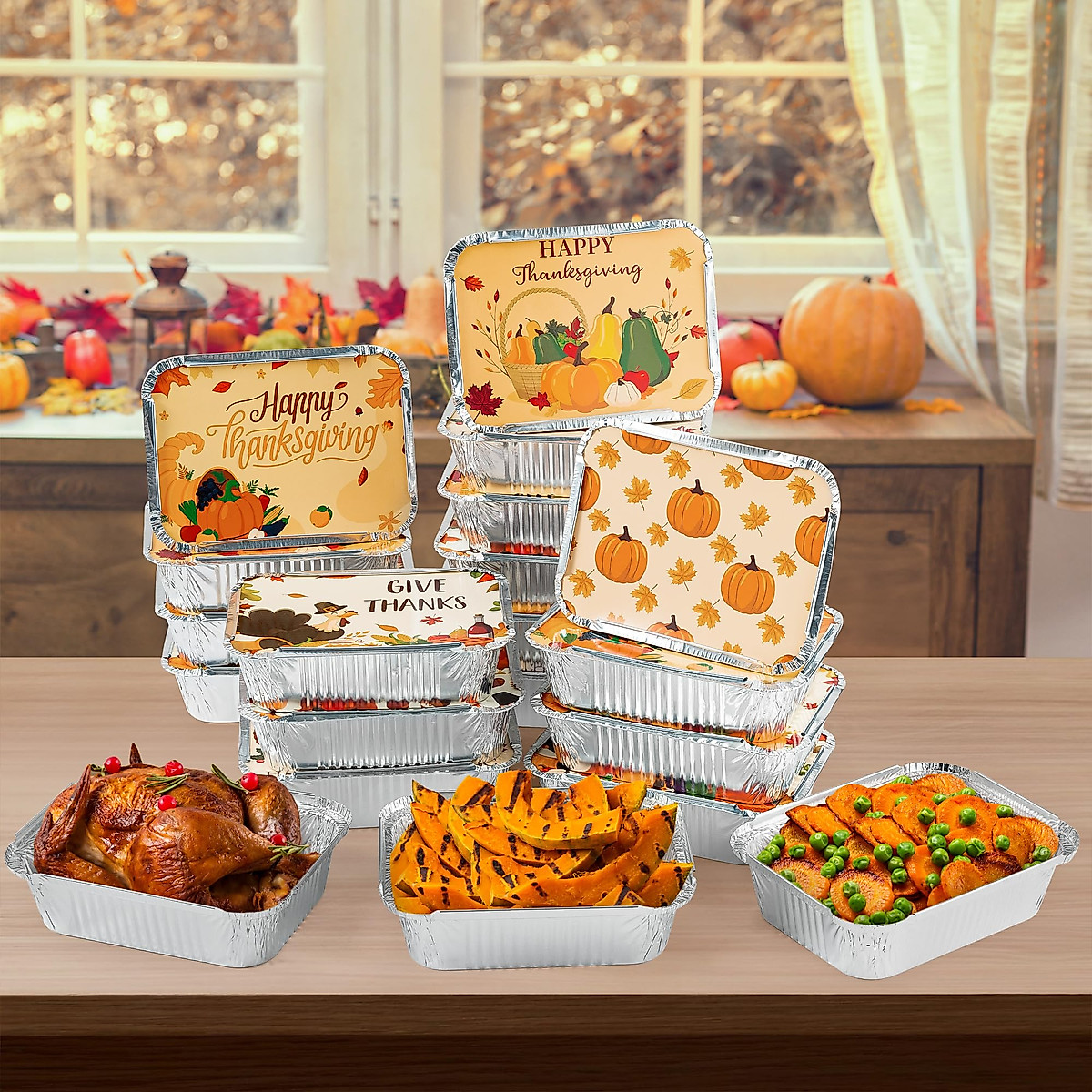 MALLMALL6 36Pcs Christmas Tin Foil Containers with Lids Covers for Cookie Exchange & Goody Party Leftovers in 6 Xmas Holiday Designs Santa Gift Aluminum Food Storage Pans 6.3" W X 4.3" L X 2.2"