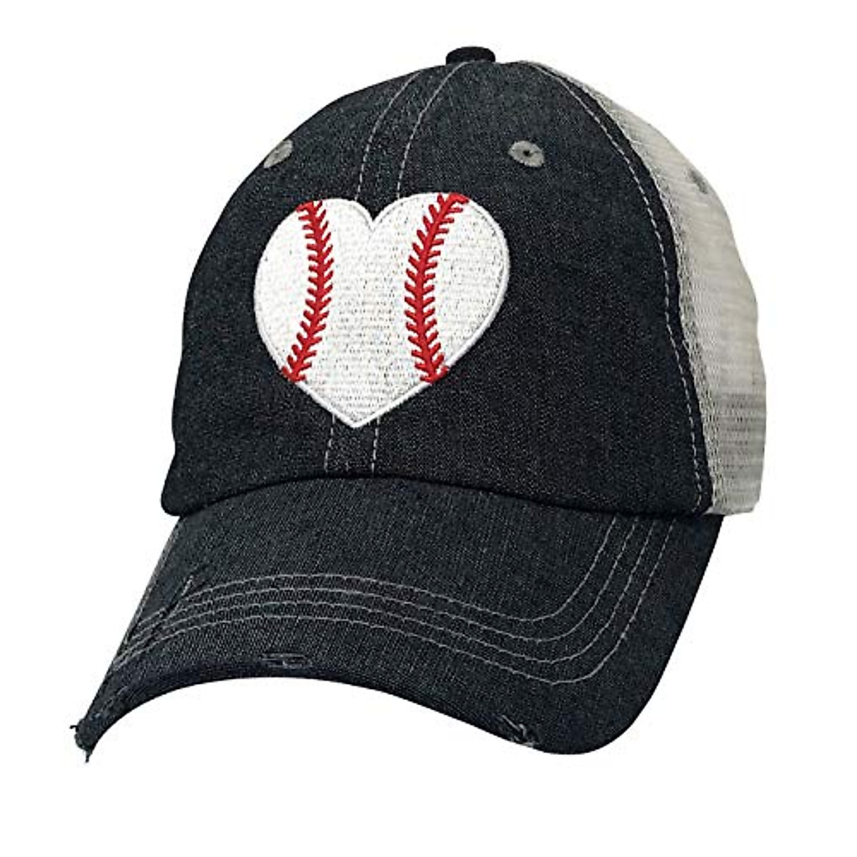 Cocomo Soul Womens Baseball Heart Hat Baseball Love Hat Baseball Mom Hat Cap 200 Dark Grey