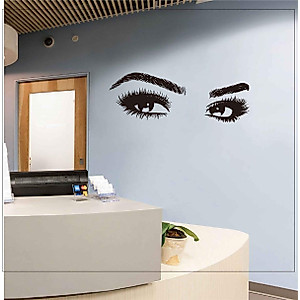 DXLING 42.5X15.3inches Beauty Salon Eyelashes Quote Eyebrow Wall Decor Stickers Make Up Eye Store Home Decoration Murals (LC464 Black)