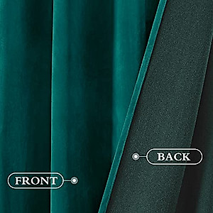 HOMEIDEAS Emerald Green Velvet Curtains 84 inches Long 2 Panel Heavy Duty Dark Green Curtains for Living Room Thermal Insulated Grommet Window Curtains for Bedroom
