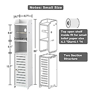 Toilet Paper Holder Stand,Bathroom Storage Cabinet Beside Toilet Storage for Small Bathroom,Bathroom Storage Cabinet with Toilet Roll Holder,Toilet Paper Stand for Small Space,White by AOJEZOR