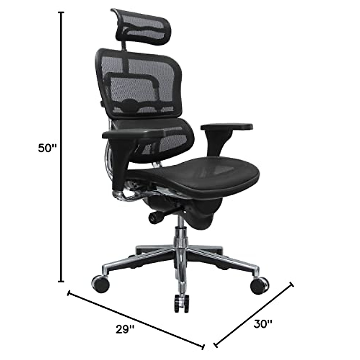 Eurotech Seating Ergohuman High Back Mesh Managers Chair, Black