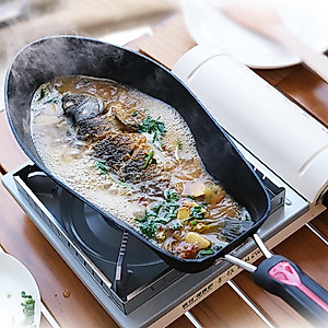 EEASSA Fish Shape Non-Stick Oval Shaped Frying Pan, Aluminum Alloy, 8.7cm Deep, Ideal for Grilling, Frying, and Serving