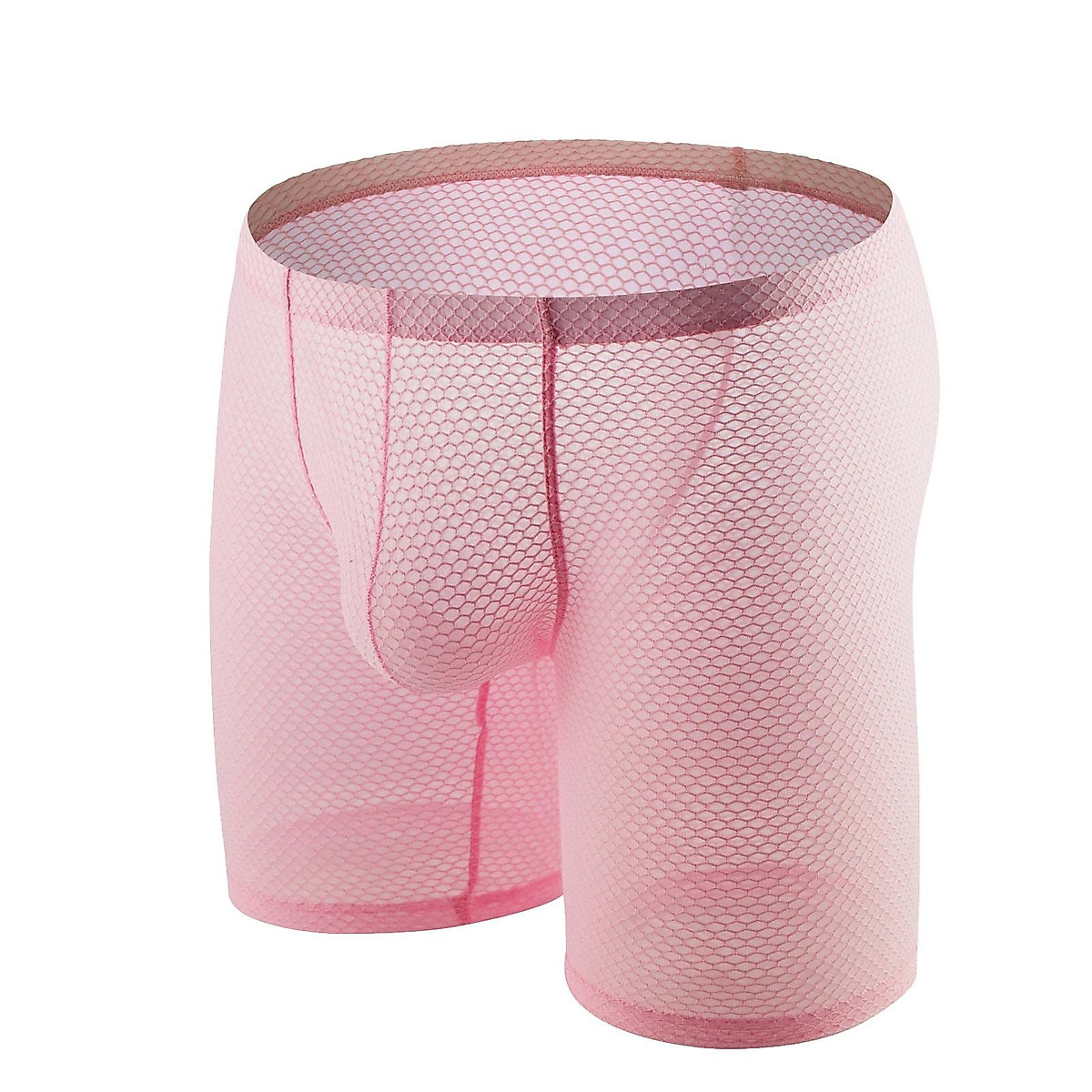 Men Breathable Underwear See Through Boxer Briefs Sheer Mesh Shorts Soft Underpants Lingerie Transparent Pants Pouch Undies Jockstrap Stretch Comfort Pajamas Long sweater cotton vibrators M91-Pink