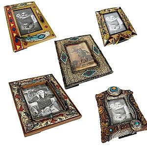 Urbalabs Cowboy Fancy Red and Gem Western Decor Picture Frame 5 x 7 Country Gifts Farmhouse Picture Frames Photo Frame Wall Hanging or Standing 5x7 Elaborate Picture Frame