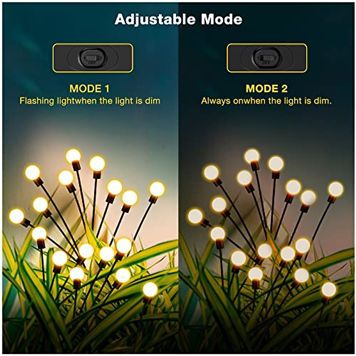 KNHUOS 8LED Solar Garden Lights, Solar Swaying Light, Sway by Wind, Solar Firefly Lights Outdoor Waterproof Landscape Decoration Lights, Yard, Pathway, Parties, Camping, Warm White(1 Pack)