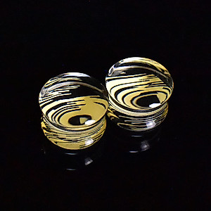 Jboyanpei 6Pcs/3pair Stripe Pattern Acrylic Ear Gauges Tunnels and Plug Ear Expander Studs Stretching Body Piercing Jewelry Size 20mm