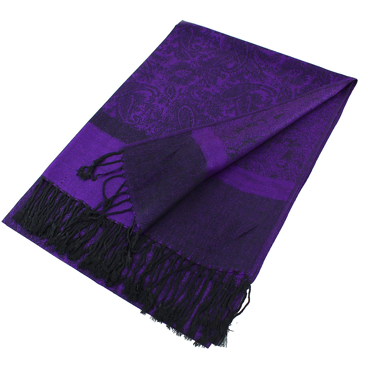 PASKMLNA Paisley Jacquard Pashmina Shawl Wrap Scarf Stole (Purple-black01872)