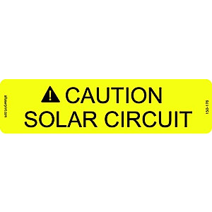 Photovoltaic Labels for PV Solar System _"Caution_Solar Circuit" _4” X 1”_Pack of 16