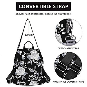 College Backpack Nylon Backpack Purse for Women Anti Theft Travel Backpacks Waterproof Crossbody Bag Convertible Backpack Fashion Book Bags Shoulder Bag Flower Mochilas de mujer