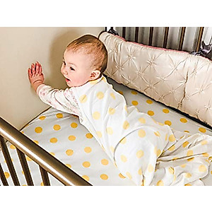 BaeBae Goods Crib Sheets for Baby Boys and Girls, 4 Pack, Soft and Breathable Jersey Knit Fitted Sheet Set, Cute Gender Neutral Nursery Mattress Bedding, Universal Fit (Gold Dots)
