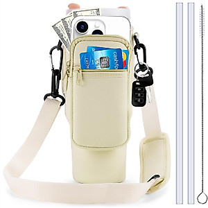 URSKYTOUS 4Pcs Stanley Cup Holder with Strap for Stanley 40oz Tumbler Water Bottle Carrier Bag Holder Accessory for Stanley Quencher H2.0 Flowstate, Stanley Adventure Quencher 40 oz Tumbler (Apricot)