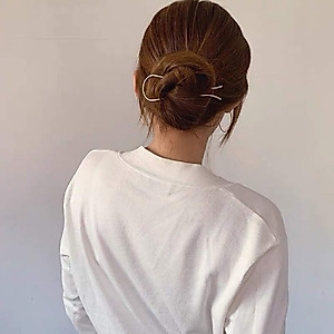 HYFEEL Metal Hair Fork 4.6 inch Simple U Shape Updo Hair Sticks Alloy Gold-plated 2 Prong Bun Hair Pins Clips Grips for Women Thick Hair Styling Tool Accessories, 3 Pack