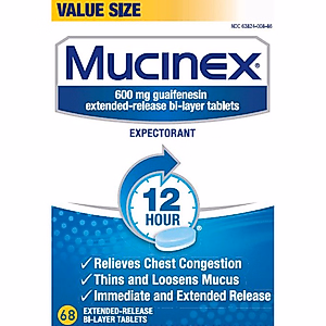 Mucinex SE 12 Hour Chest Congestion Expectorant, Tablets, 68 Count
