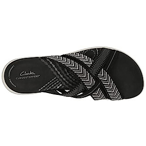Clarks Women's Mira Grove Flat Sandal, Black Textile, 6