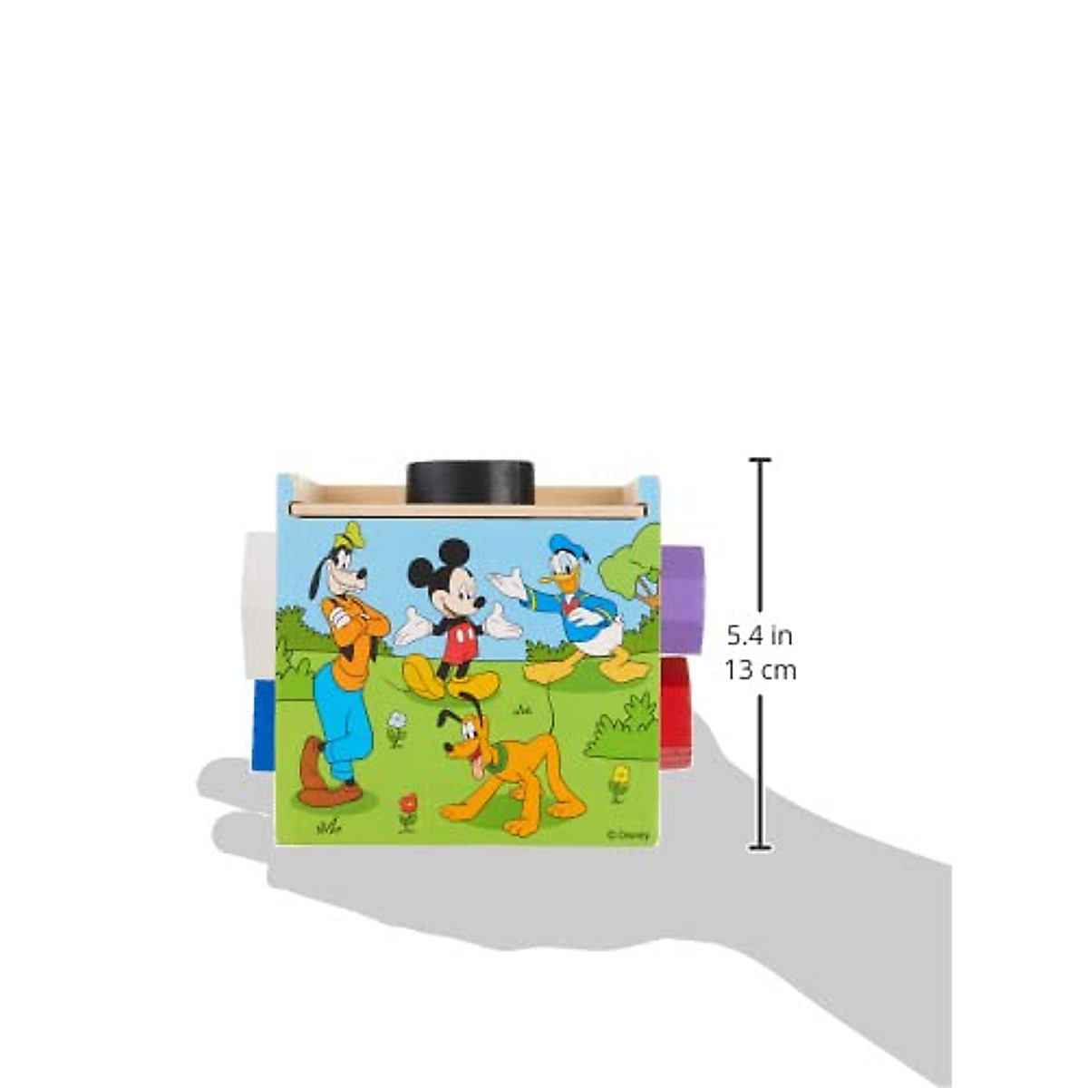 Melissa & Doug Disney Mickey Mouse & Friends Wooden Shape Sorting Cube - Mickey Mouse Toys, Classic Wooden Toys For Babies And Toddlers Ages 2+