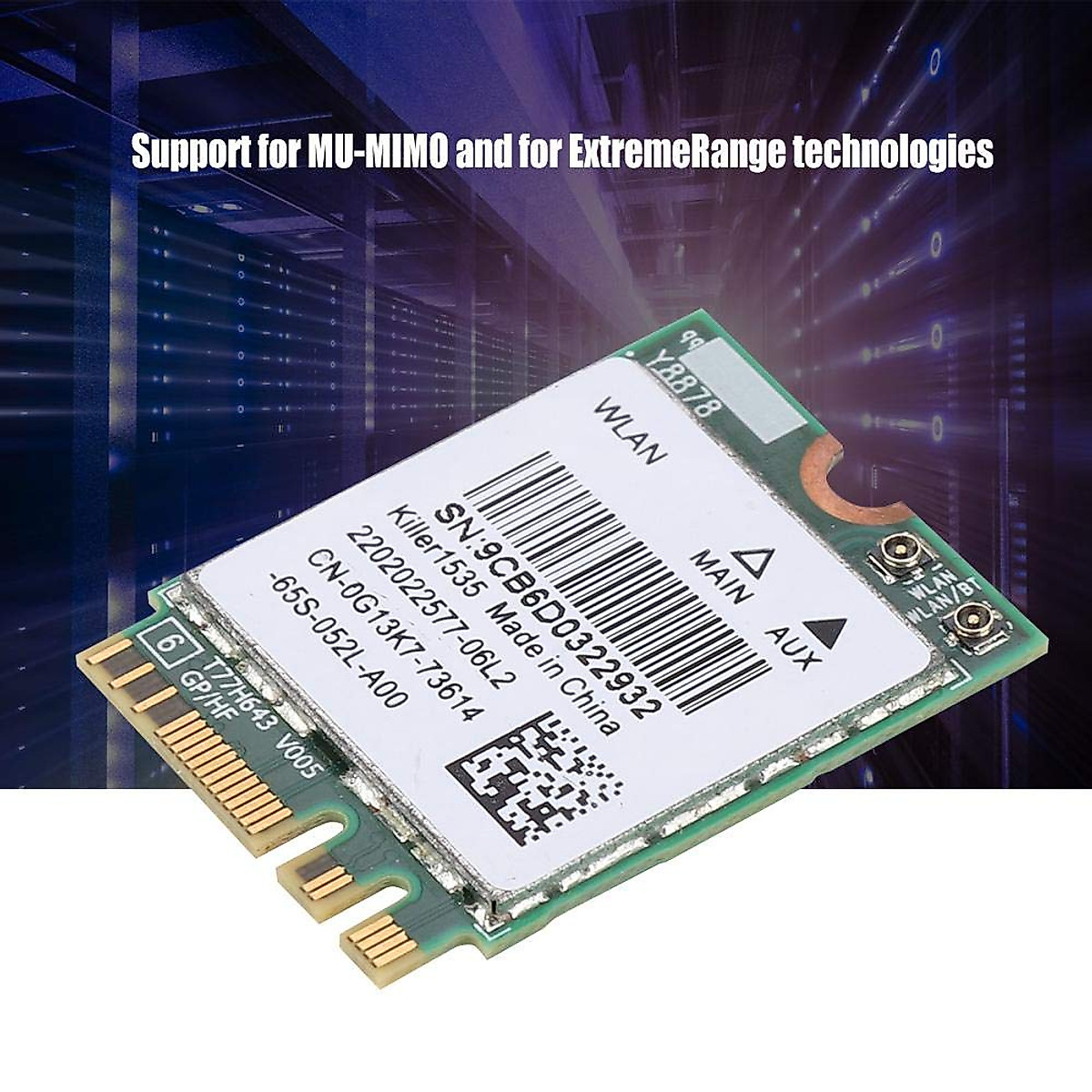 5G 867Mbps Bluetooth 4.1 Network Card, Game M.2 NGFF Adapter,for Killer -AC 1535 Band (2.4 GHz 5 GHz) 802.11ac NGFF M.2,for Notebook, Plug and Play