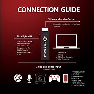 UCEC CAM NOVA Video Capture Card, 1080P 4K HDMI Video Capture Card, USB 3.0 Cam Link HDMI Capture Device, Live Broadcast Record via DSLR Camcorder Action Cam Live Stream for MacOS X PC Windows 7 8 10