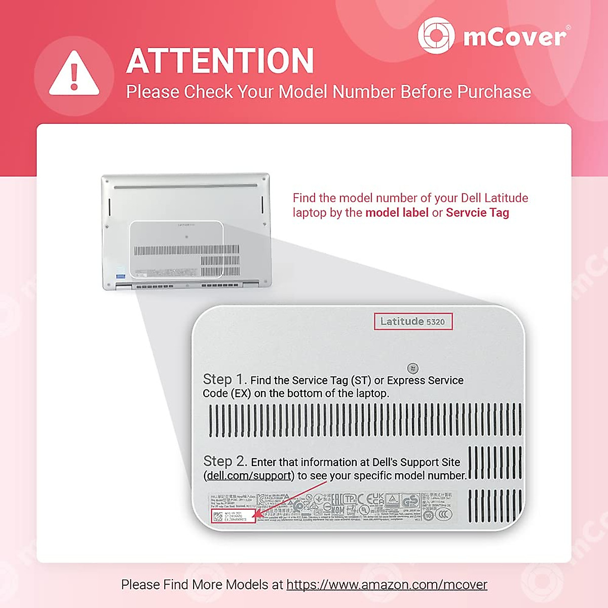 mCover Case ONLY Compatible for 2021～2024 13.3" Dell Latitude 5320 5330 5340 5350 2-in-1 Windows Laptop Notebook Computer (NOT Fitting Any Other Dell Models) - Pink