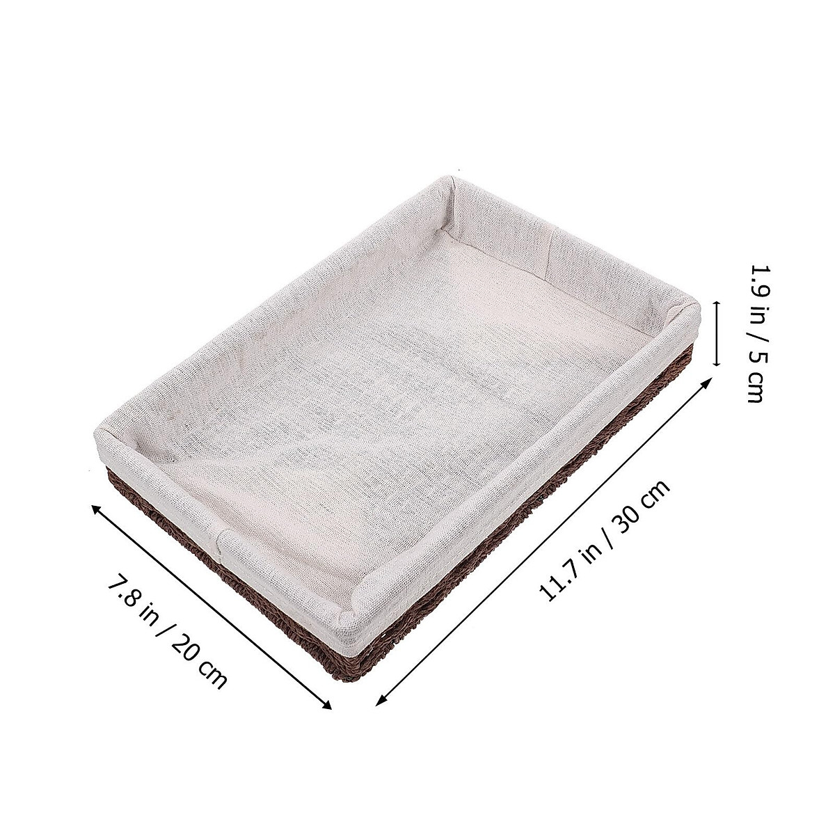 STOBAZA Wicker Storage Baskets, Hand Woven Paper Rope Wicker Baskets, Small Rectangular Wicker Baskets for Organisation, Cube Organiser for Closet/Clothes/Dresser