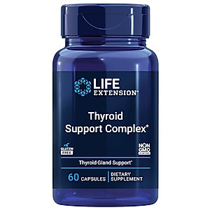 Life Extension Thyroid Support Complex - Thyroid Health Support Supplement with Vitamins A, B, Iodine, Magnesium, L-Tyrosine, Ashwagandha & Ginseng for Energy – Non-GMO, Gluten-Free - 60 Capsules