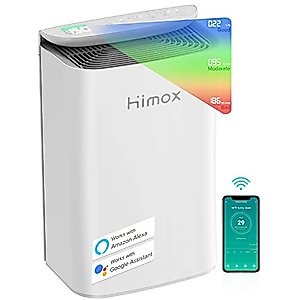 HIMOX 2023NEW HEPA 14 Air Purifier for Allergies Home Large Room 1560 Sqft, Smart WiFi PM2.5 Air Quality Monitor, Washable Filter Captures 99.99% of Particles, Smoke, Dust,Pet Dander .Powerful Motor