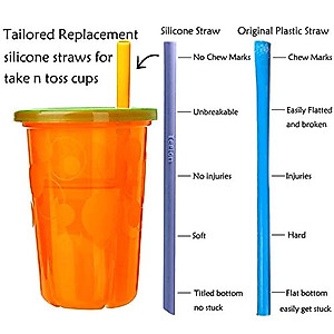 Tegion Mini Short Pinch Test Passed 5.5" Replacement Reusable Toddlers& Kids&Baby Silicone Small Straws for The First Years Take & Toss Spill Proof Straw Cup-Safe Fun for Baby Teething Chewing