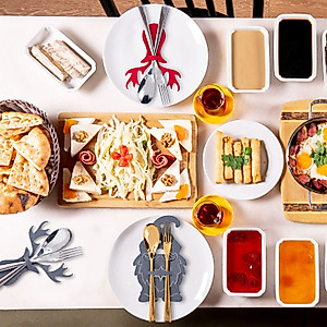 Christmas Cutlery Decoration, 12PCS Christmas Cutlery Bag Silverware Tableware Holder Knife Fork Bag Pouch Decor for Home Dinner Table, Festival Holiday Party, Christmas Tree Decoration (Elk-red)