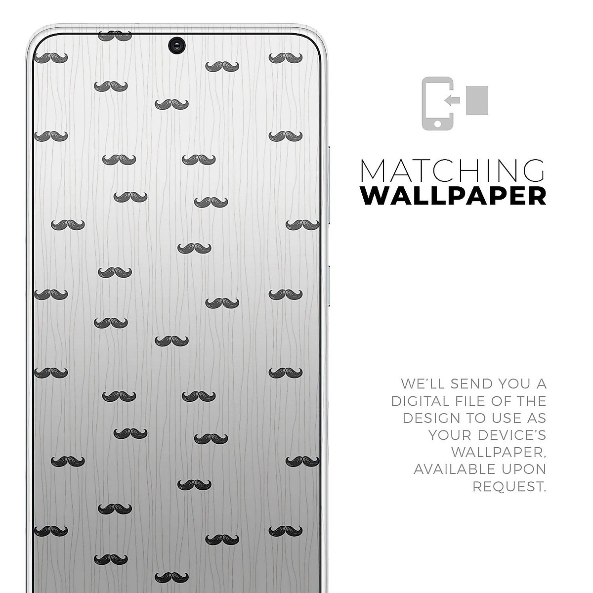 DesignSkinz The Micro Mustache Pattern Protective Vinyl Decal Wrap Skin Cover Compatible with The Samsung Galaxy S20 (Screen Trim & Back Glass Skin)