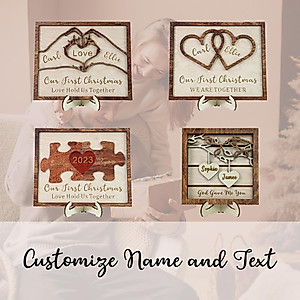 Cara Nonna Couple Gifts Personalized Wooden Sign Layered 3D Couples Names Sign Personalized Anniversary Wedding Gift for Couple Husband Wife Christmas Valentine Gifts for Boyfriend Girlfriend