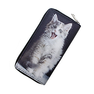 Cute Kitty Cartoon PU Leather Wallet Cash Coin Long Purse Card Holder for Women & Girls (Style#4)