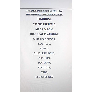 Preethi MGA 513 Mixer Jar, 1.5 LTR, Silver