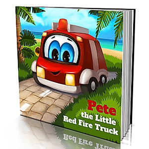 Personalized Story Book by Dinkleboo - "The Little Red Firetruck" - Teaches Your Child About Helping Others - for Children Aged 0 to 8 Years Old - Soft Cover - Smooth, Glossy Finish (8"x 8")