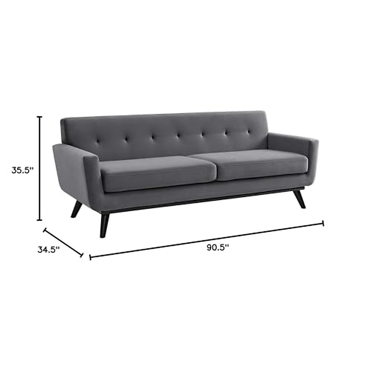 Modway Engage Performance Velvet Sofa, Gray