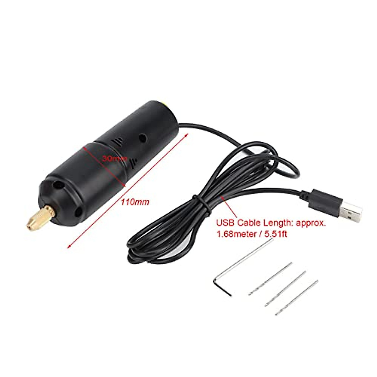 Micro Handheld Drill,Portable Mini Small Electric Drills Handheld Micro USB Drill with 3pc Bits DC 5V Powered by USB cable be used to drill wooden board, plastic board(thickness within 10mm)