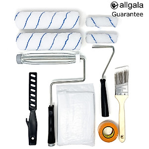 Allgala 12-Piece Premium Painting Roller Kit Set with Roller Frames, Covers, Steel Tray, Brush, Mixer, Masking Tape etc - TH10302