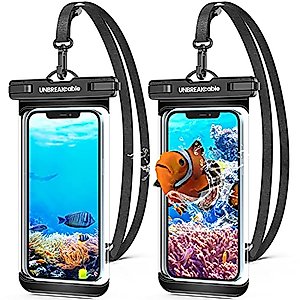 UNBREAKcable Waterproof Phone Pouch Case- 2 Packs[IPX8 Waterproof] [Sensitive Touch] [Up to 7"] Phone Holder Dry Bag Underwater Phone Case for iPhone 14 13 12 Pro Max Plus Mini, Samsung(Black+Black)