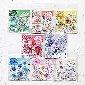 Knaid Flower Stickers Set (360 Pieces) Decorative Assorted Floral Sticker for Scrapbooking Planner Bullet Journals Supplies