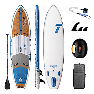 THURSO SURF Max Multi-Purpose Inflatable Stand Up Paddle Board SUP 11'6 x 34'' x 6'' Two Layer Deluxe Package Includes Carbon Shaft Paddle/2+1 Quick Lock Fins/Leash/Pump/Roller Backpack