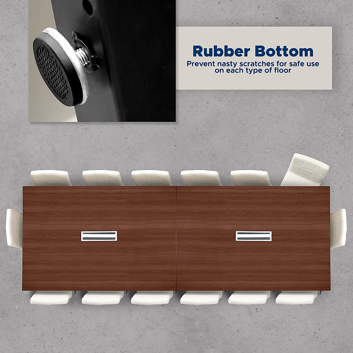 ahliss Sturdy Conference Table with Cable Management Grommets Modern Rectangle Office Meeting Table with Wood Tabletop and Metal Frame & Legs- Easy Assembly Boardroom Table (Mahogany, 12 Foot)