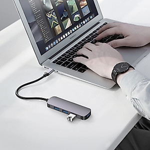 USB C Hub 4 Ports, USB C Hub, Thunderbolt 3 to Multiport USB 3.0 Hub, USB Splitter with 4 USB 3.0 Expander Adapter Compatible with for MacBook Pro, Chromebook, XPS, and USB C Devices