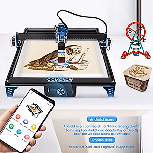 Comgrow Z1 Laser Engraver 10W Output Power with Air Assist, 24V Desktop 48W Laser Cutter and Engraving Machine Compressed Laser Spot 0.08mm, 10000mm/min Diode Laser Cutting for Metal Wood
