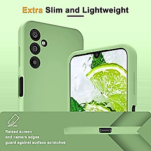 YENAPOON for Samsung Galaxy A14 5G Case and 2 Pack Tempered Glass Screen Protector, Slim Liquid Silicone Shockproof Protective Case - Mint Green