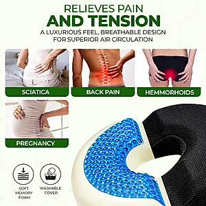 AnboCare Donut Gel Sitting Pillow - Orthopedic Memory Foam for Tailbone Pain, Hemorrhoid, Bed Sores, Postpartum, Prostate, Coccyx & Sciatica Pain